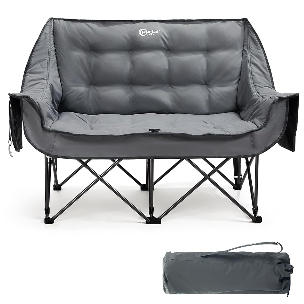 Portal Double Camping Chair Padded Folding Camping Sofa for Adults ...