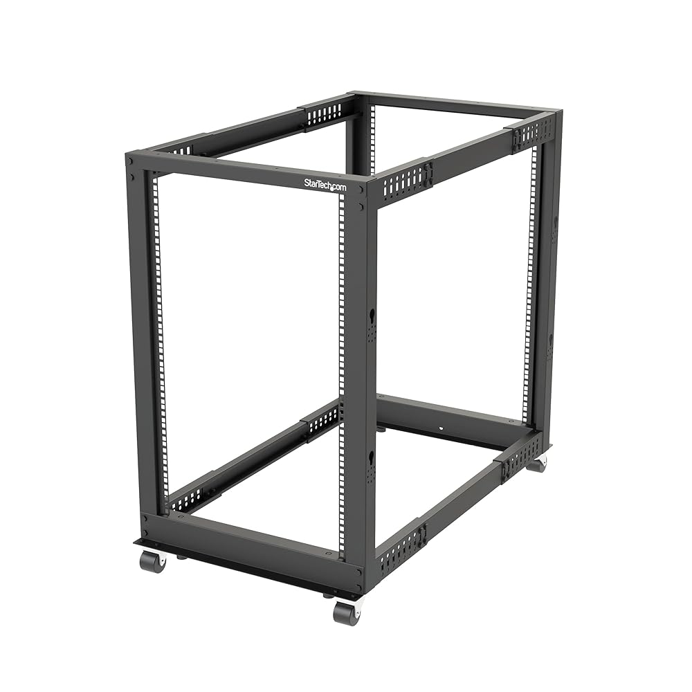 StarTech.com 4-Post 18U Mobile Open Frame Server Rack, 19in Network ...