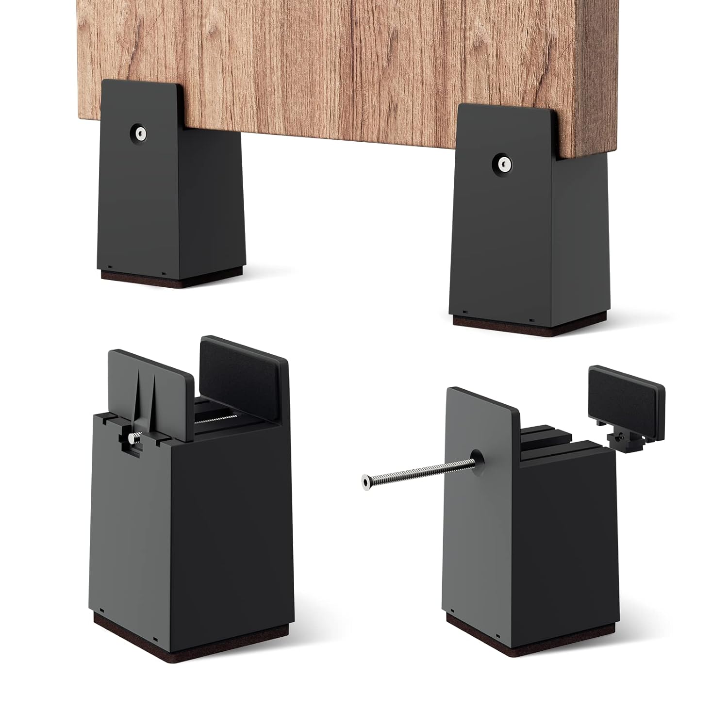 Bed Risers, 4 Inch Adjustable Desk Riser Blocks with Screw Clamp 4 Pack ...