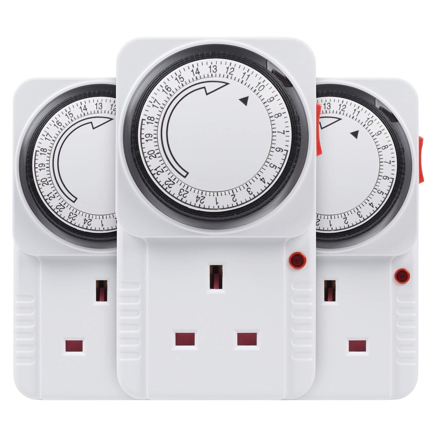 HBN Mechanical Timer Plug Socket, 24 Hour Segment Programmable Energy Saving Plug-in Timer ...