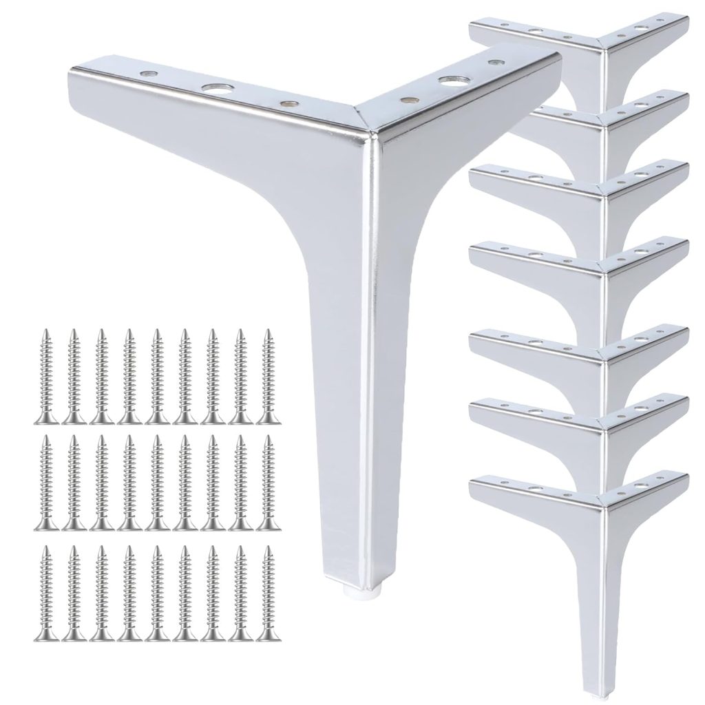 LOLYSIC Metal Furniture Legs, 17cm 6.7″ Sofa Legs Set of 8 Triangle ...