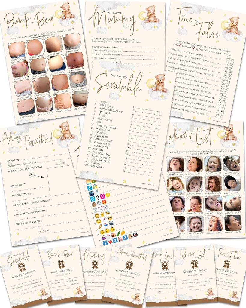 Olivia Samuel Teddy Bear Baby Shower Games – 7 Games in 1 Mega Bundle ...