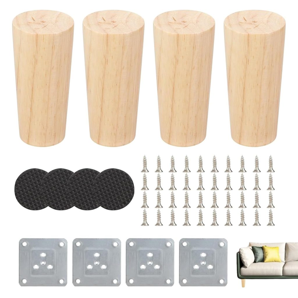 Wooden Furniture Legs, 4 PCS Solid Wood Furniture Legs, Replacement ...