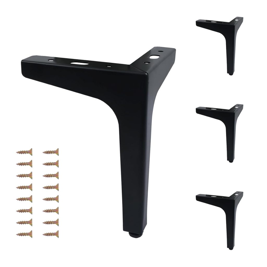 7 inch / 17cm Metal Furniture Legs Set of 4 Black Sofa Legs Triangle ...