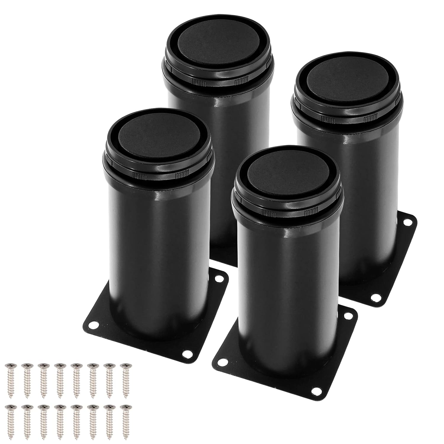 Cjueiom 4Pcs Stainless Steel Adjustable Legs 80mm Furniture Feet, Black ...