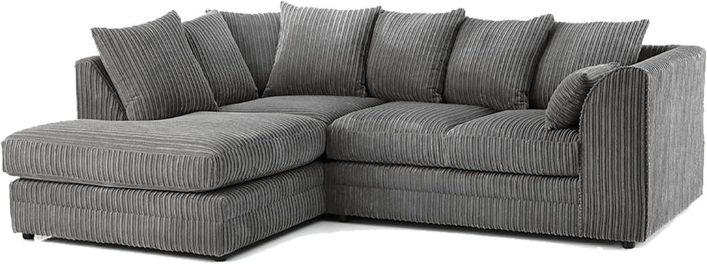 L Shaped Sofa Settee – Full Cord Fabric 4 Seater Corner Sofas Set ...