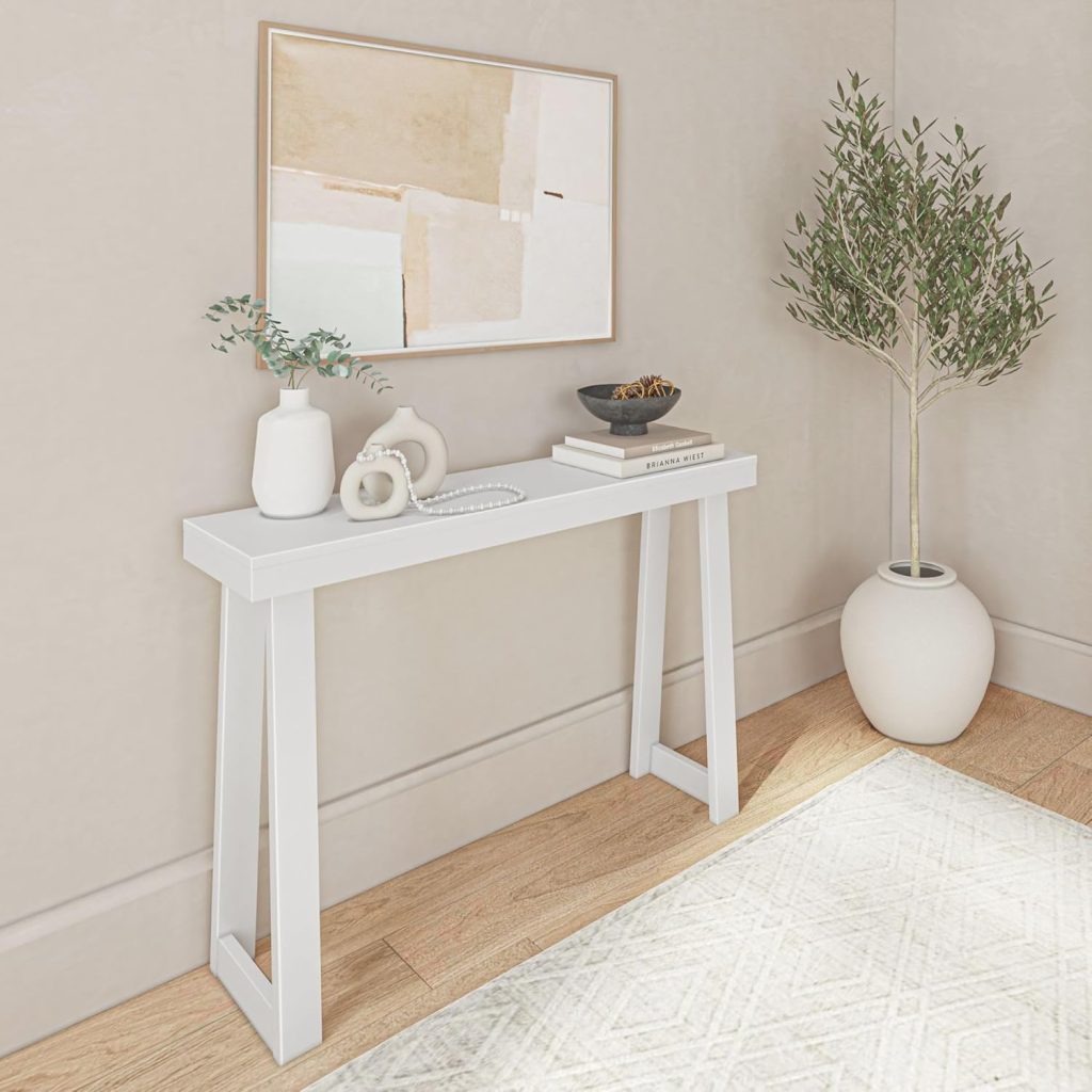 Plank+Beam Solid Wood Console Table, 46.25 Inch, Sofa Table, Narrow ...
