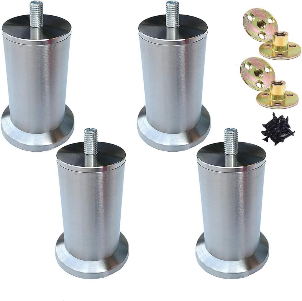 RHUAFET Set of 4 Stainless Steel Furniture Feet, 20 cm, Silver, Round ...