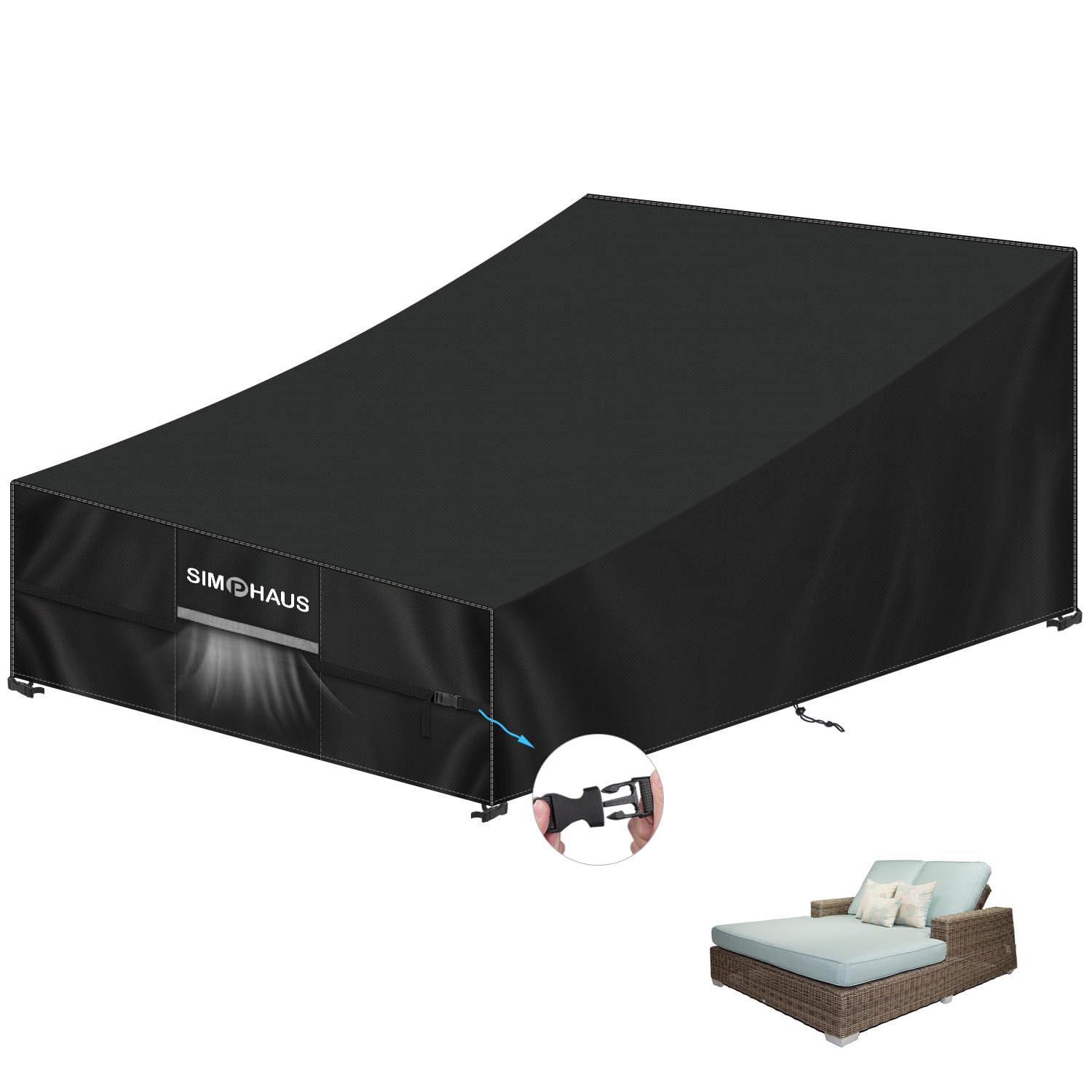 SIMPHAUS Outdoor Garden Sunbed Covers Waterproof for Sun Loungers for ...