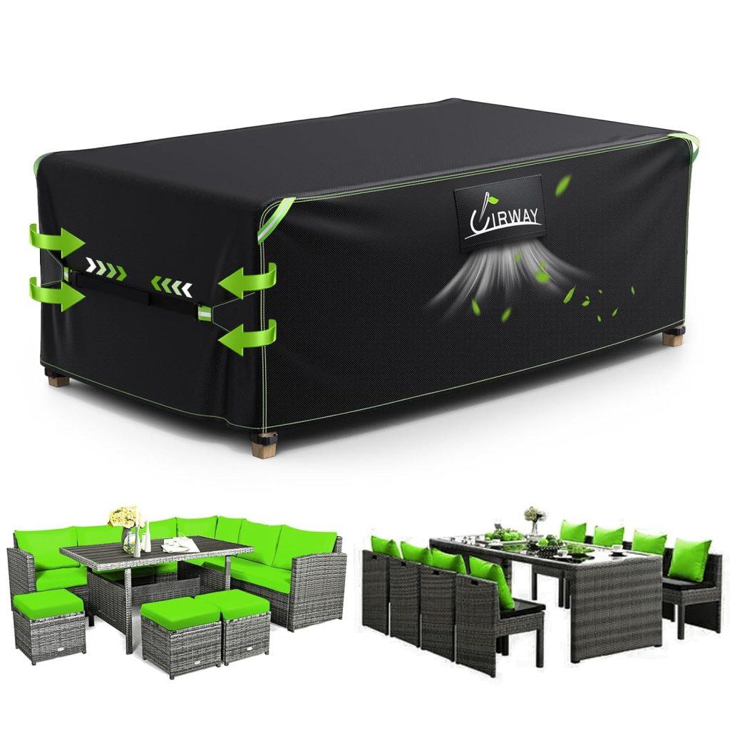 UIRWAY Garden Furniture Cover Waterproof with Air Vent, 270x180x89cm ...