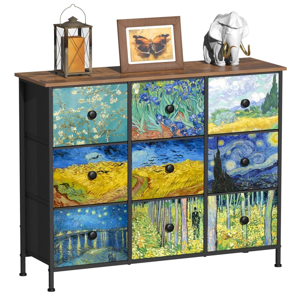 VEDECASA Chest of Drawers Van Gogh Dresser for Bedroom with 9 Drawers ...