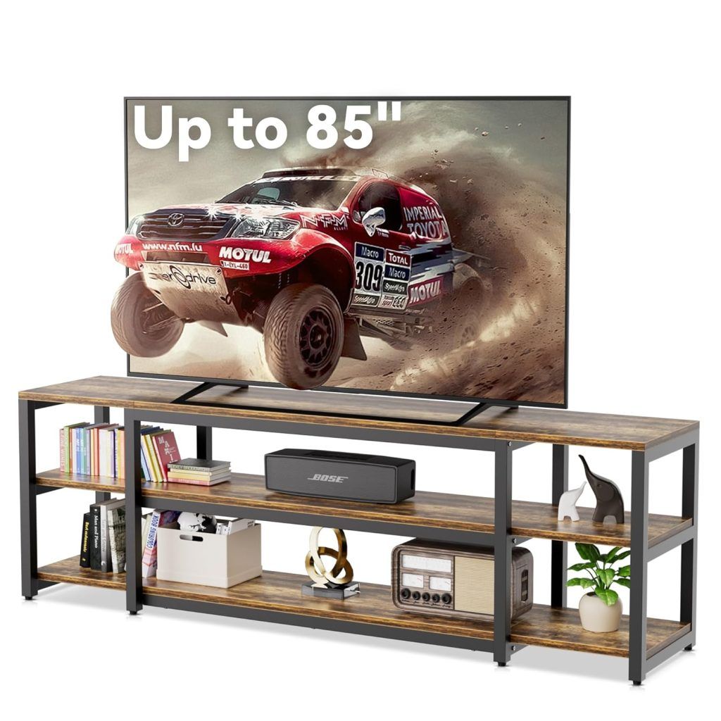Aquzee 85 inch TV Stand, Entertainment Center for 70 75 80 85″ TV, 75.2 ...