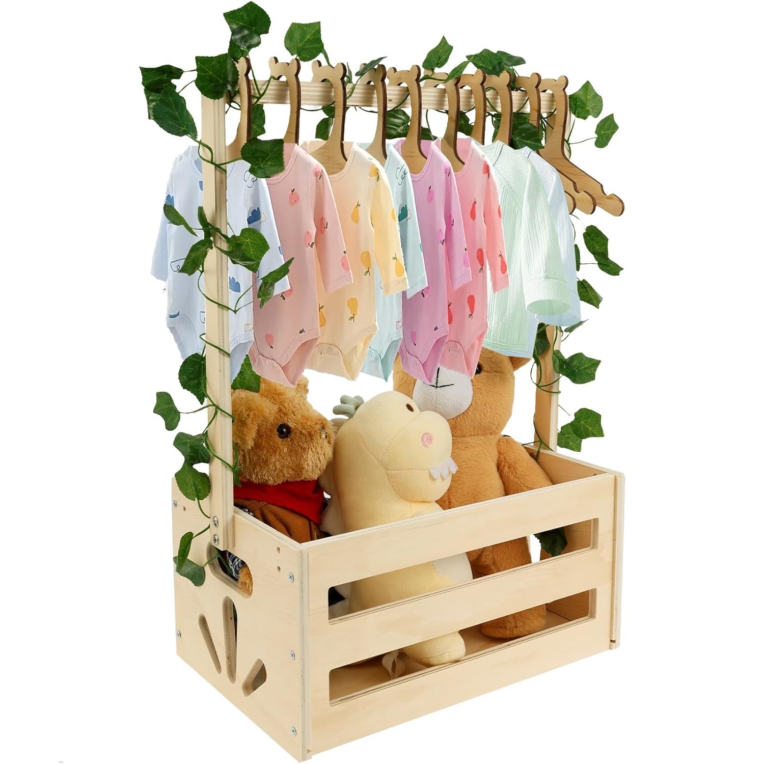 Baby Shower Crate Closet,Wooden Baby Shower Storage Basket with 10 ...