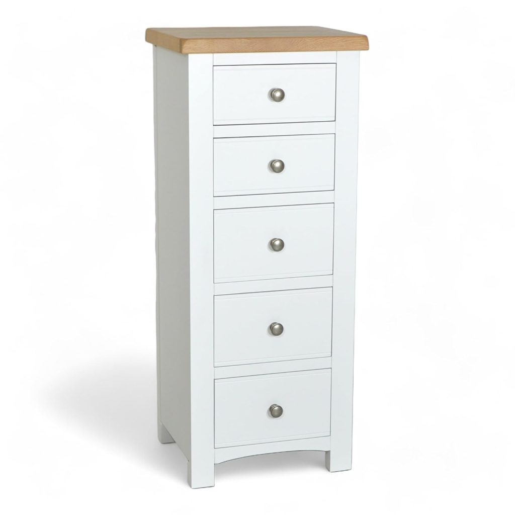 GROF Premium Chest of Drawer Slim Tallboy, 5 Drawer Tall Chest, Painted ...