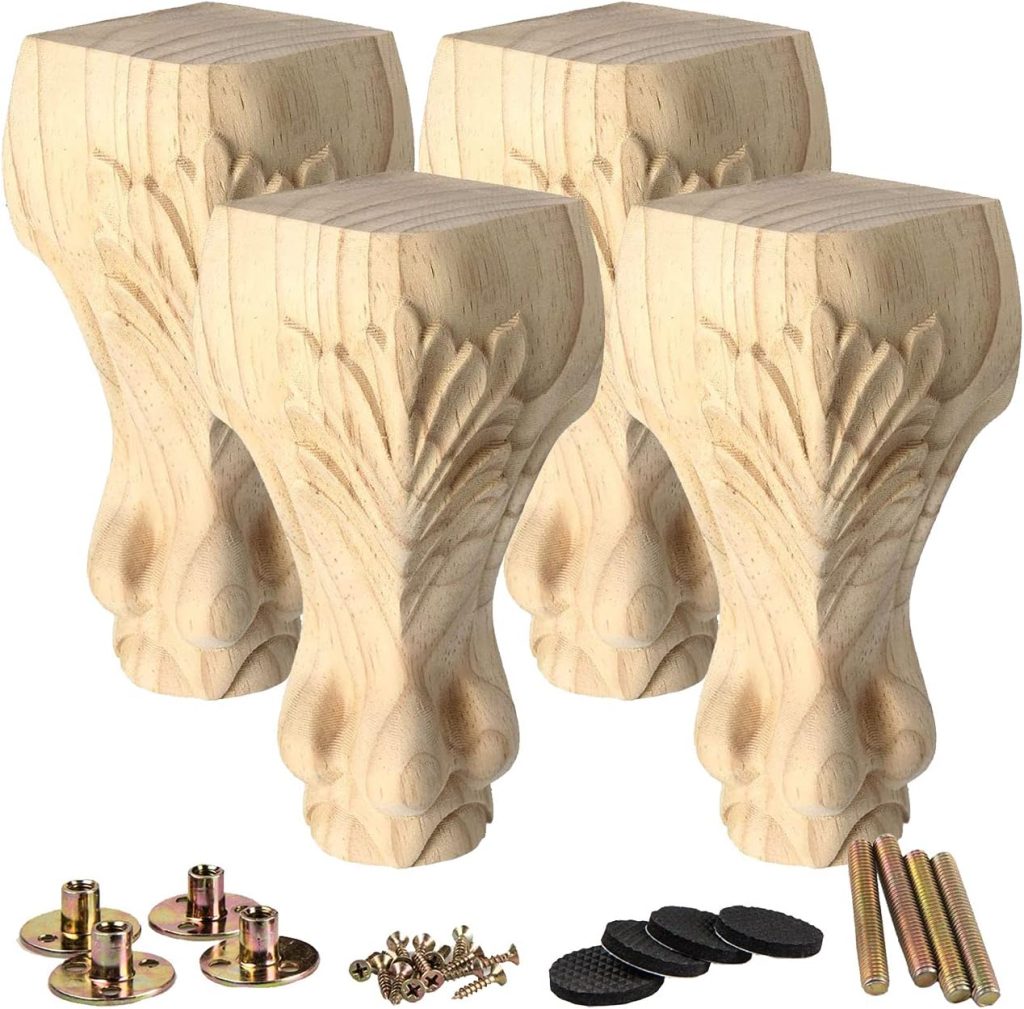 La Vane 10 inch / 25cm Wooden Furniture Legs, Set of 4 European Style ...