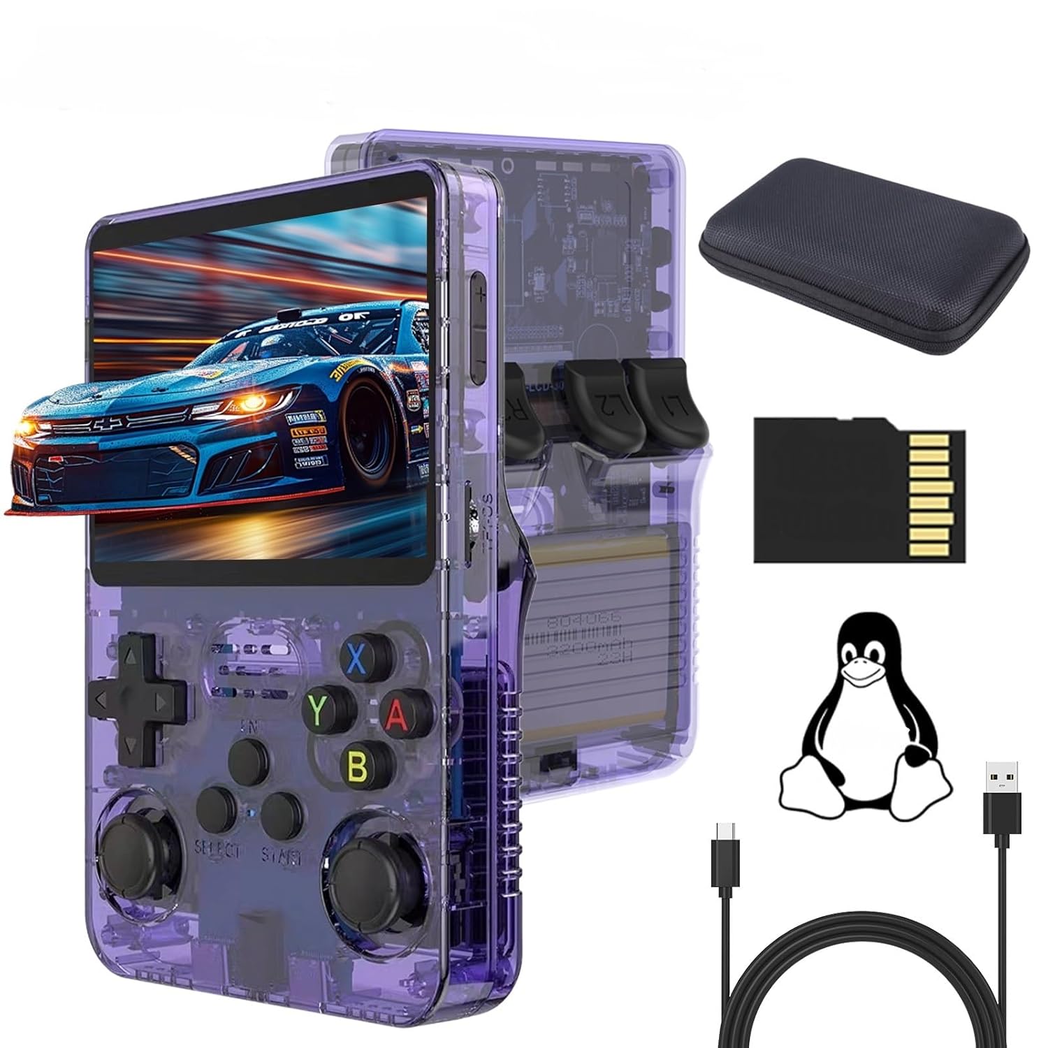 R36S Handheld Games Consoles, 3.5 Inch IPS Screen Open Source Linux System Retro Handheld, 128G ...