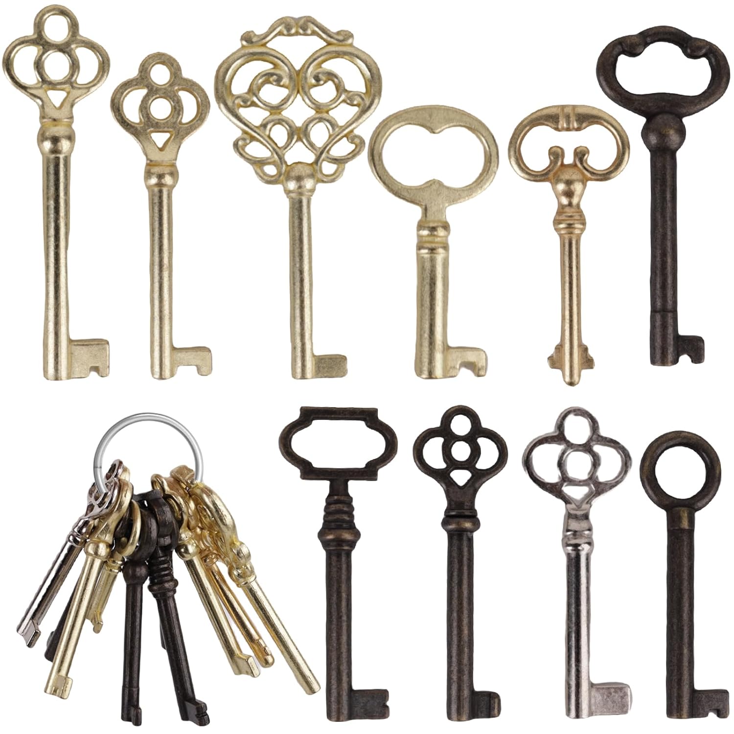 Skeleton Keys for Antique Furniture and Old Doors, 10 Keys Universal ...