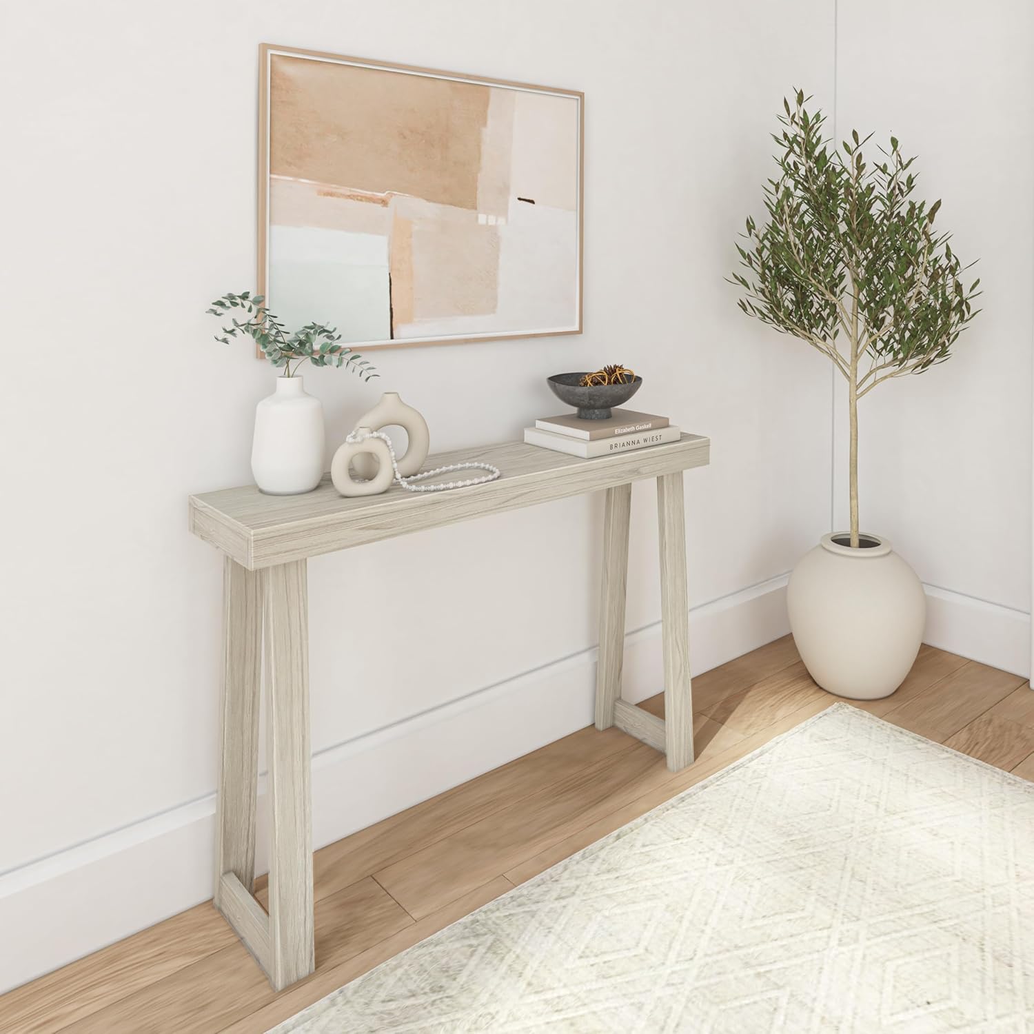 Solid Wood Console Table, 46.25 Inch, Sofa Table, Narrow Entryway Table ...
