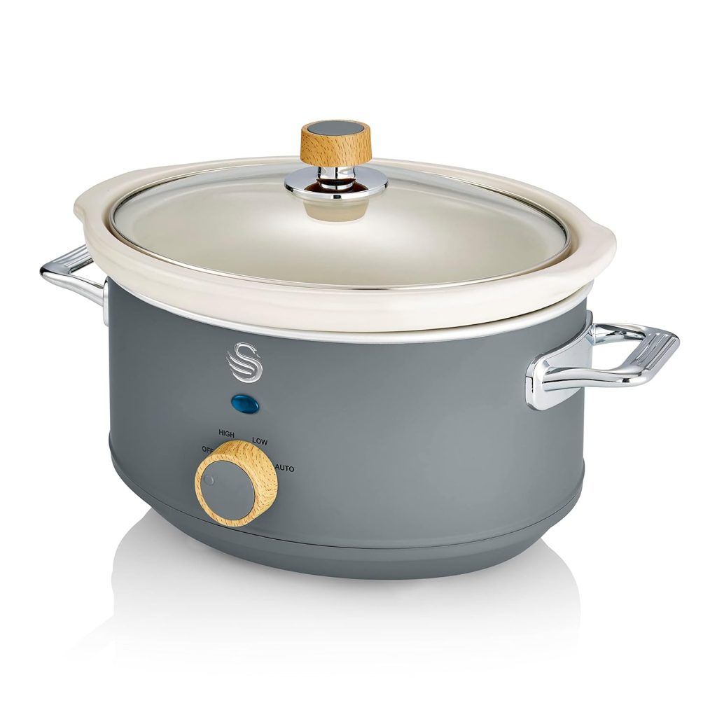Swan SF17021GRYN Nordic Slow Cooker with 3 Temperature Settings, Keep ...