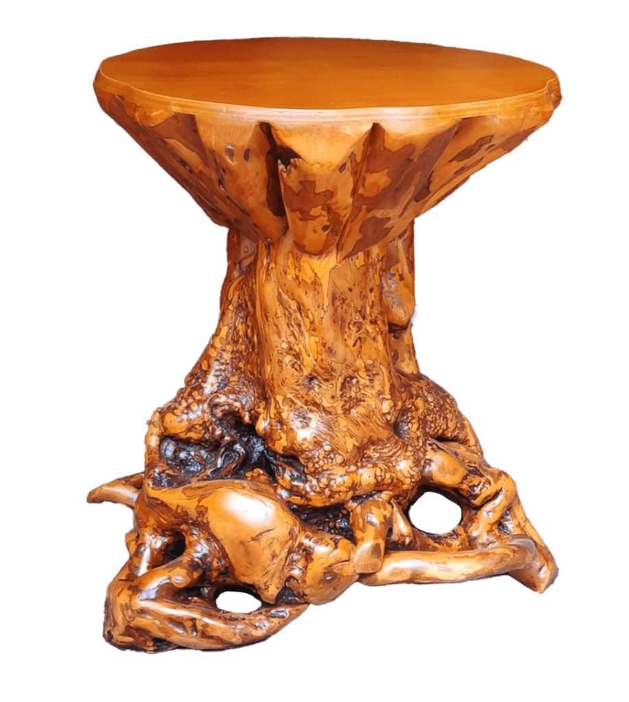 Aotea Crafts Rustic Azalea Tree Stump/Root End Table | Round Natural ...