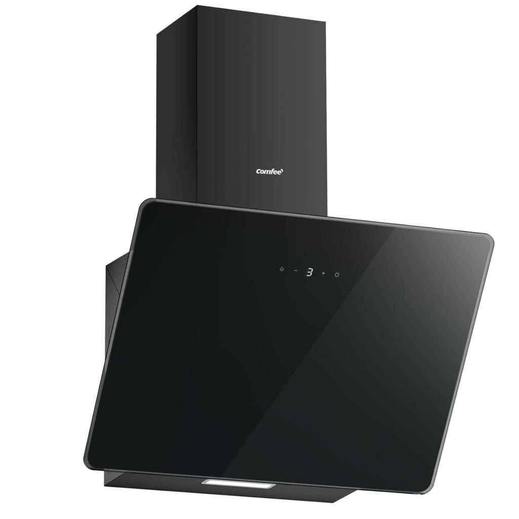 COMFEE’ 60cm Angled Cooker Hood ANGJ64B-60 Tempered Glass Extractor ...