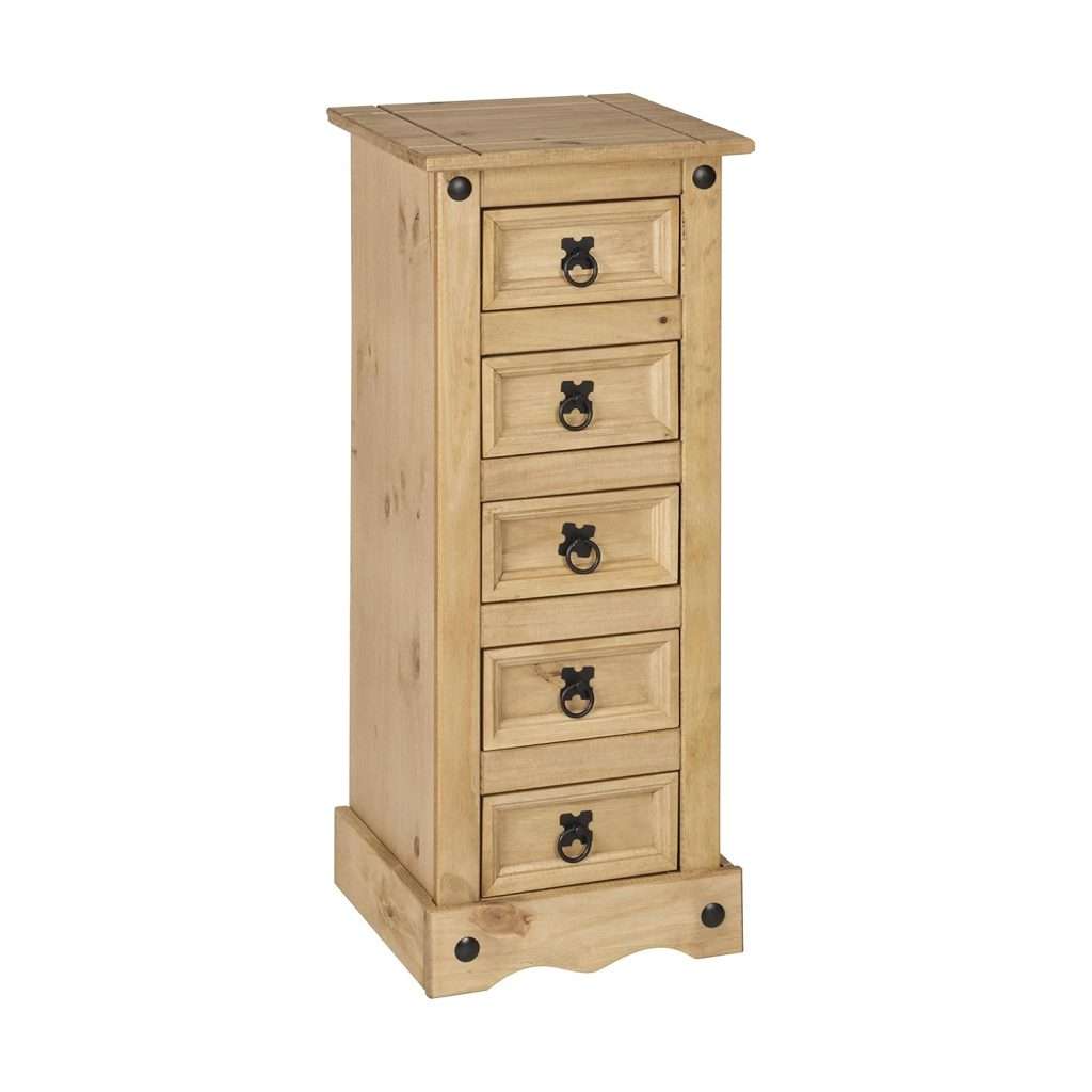 Corona Chest Of 5 Drawers Narrow Chest, Mexican Solid Pine