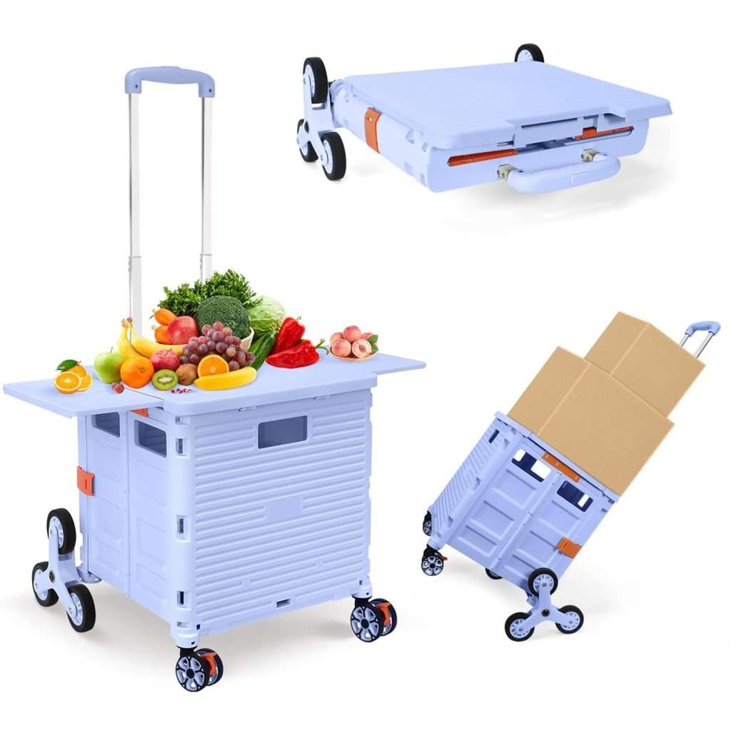 Foldable Utility Cart Folding Portable Rolling Crate with Magnetic ...
