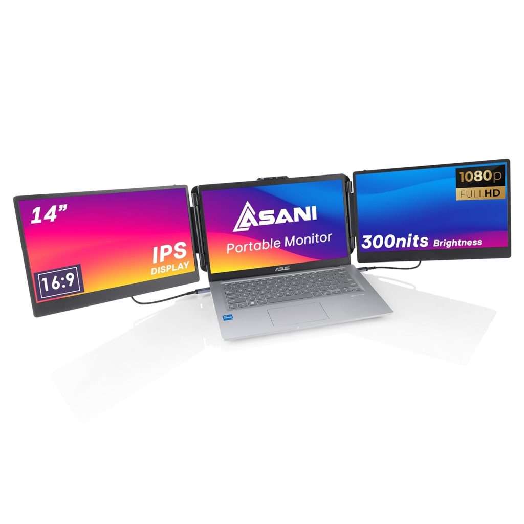 Full HD Portable Monitor – 13.3” Tri-Screen Laptop Monitor Extender ...