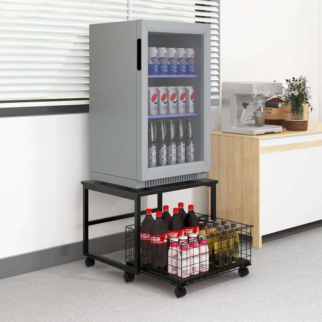 PUNCIA Mobile Mini Fridge Stand with Large Capacity Storage Portable ...