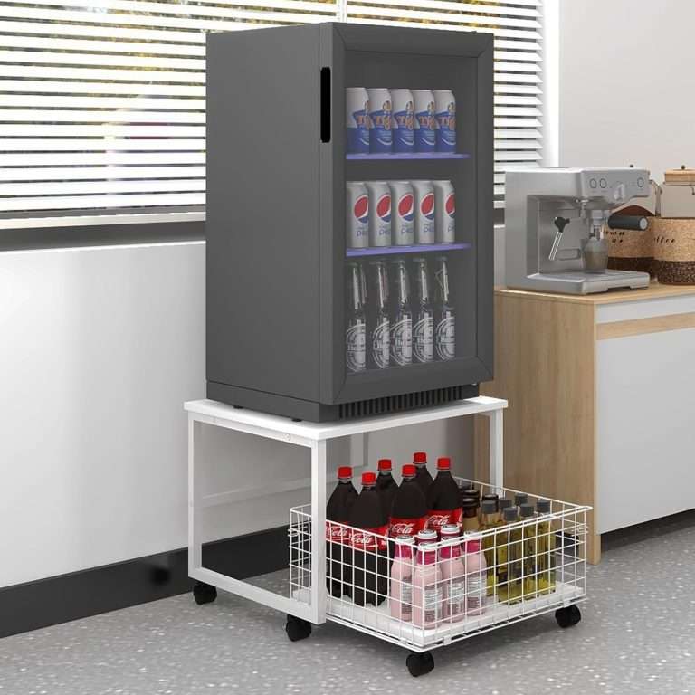 PUNCIA Mobile Mini Fridge Stand with Large Capacity Storage Portable ...