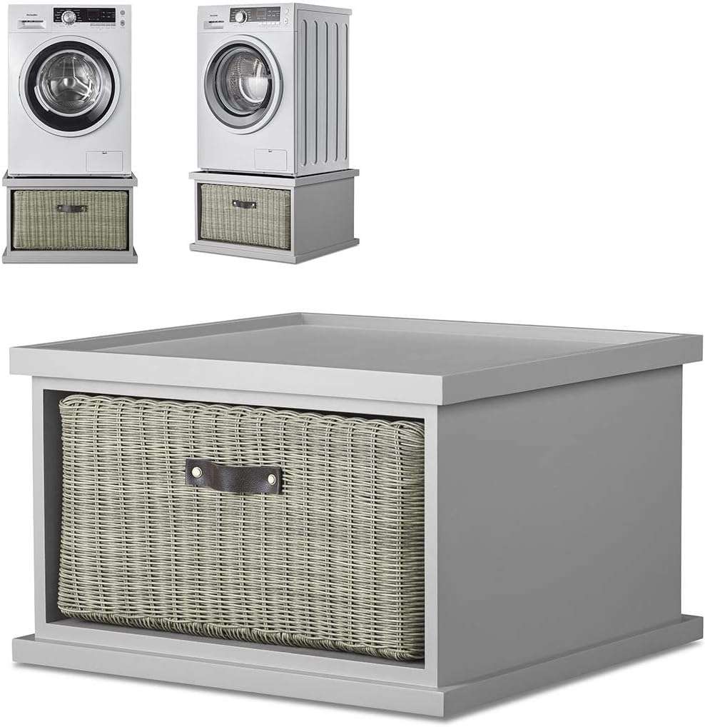 Tetbury dove grey washing machine stand with storage. Dryer pedestal ...
