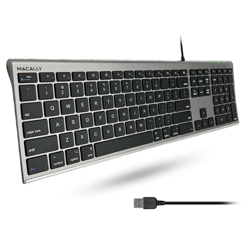 Macally Ultra-Slim USB Wired Computer Keyboard – Works Great as Both a ...