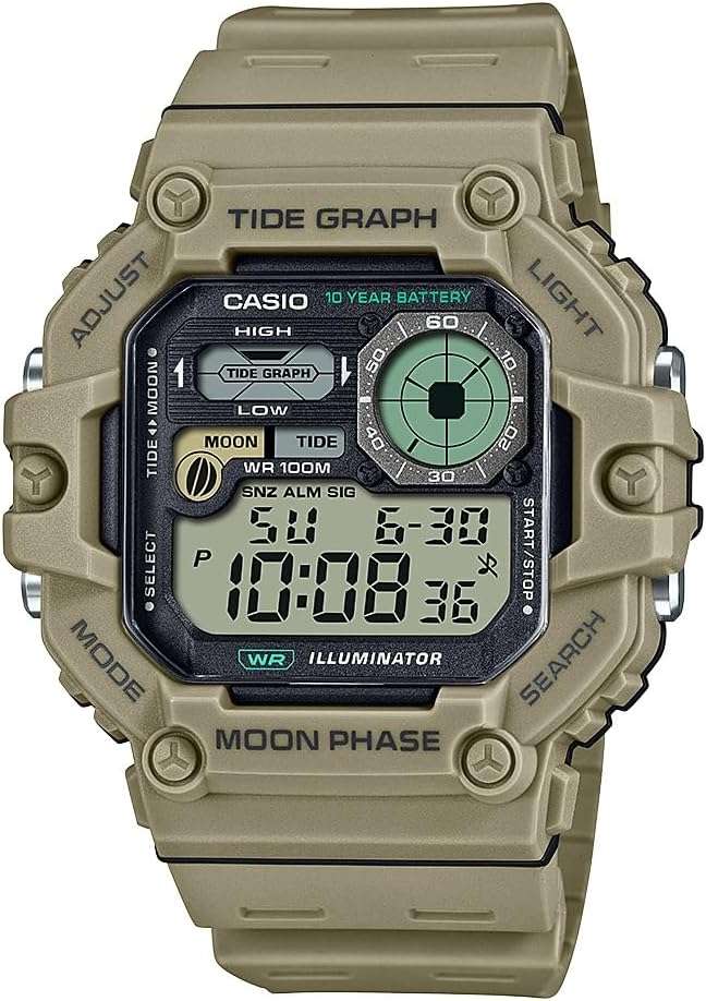 Casio Illuminator Tide Graph Moon Phase 10-Year Battery Digital Watch