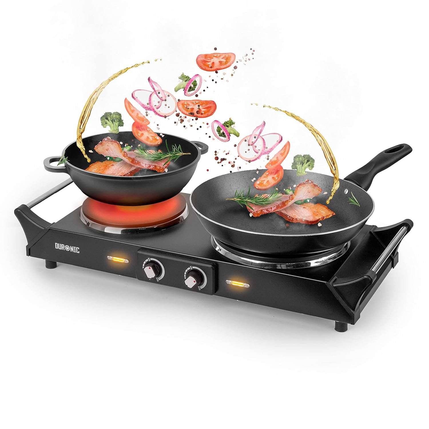 Duronic Hot Plate HP2 BK, Table Top Cooking, 2500W Black Steel Electric ...