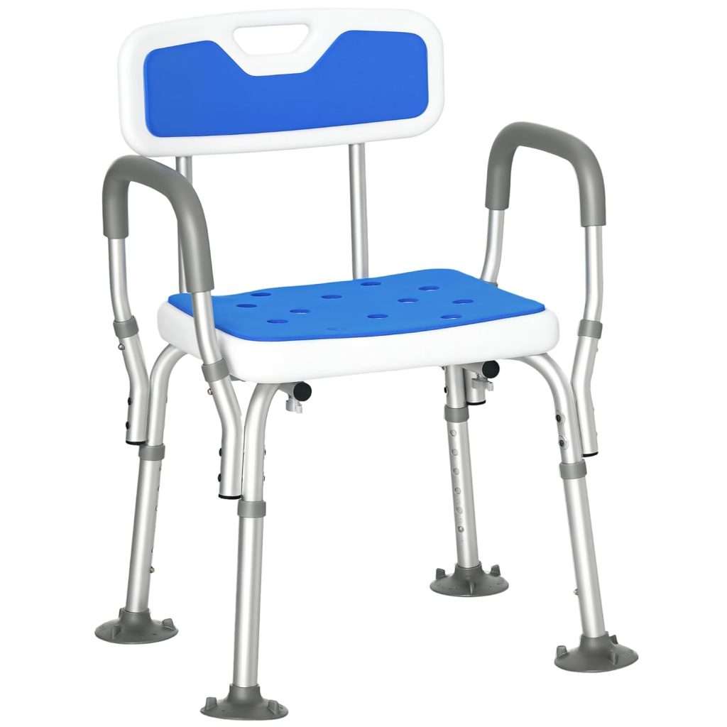 HOMCOM EVA Padded Shower Chair for the Elderly and Disabled, Height ...