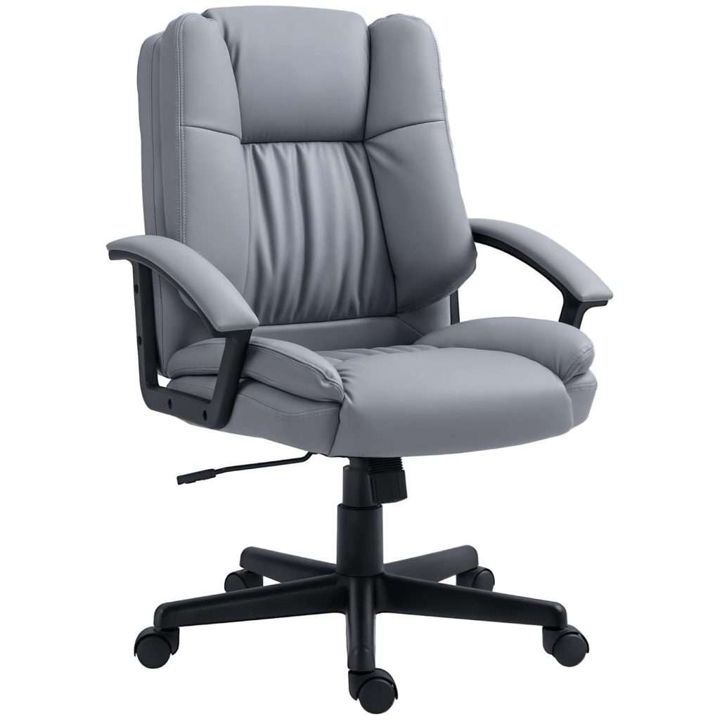HOMCOM Office Chair, Computer Desk Chair, PU Leather Mid Back Executive ...