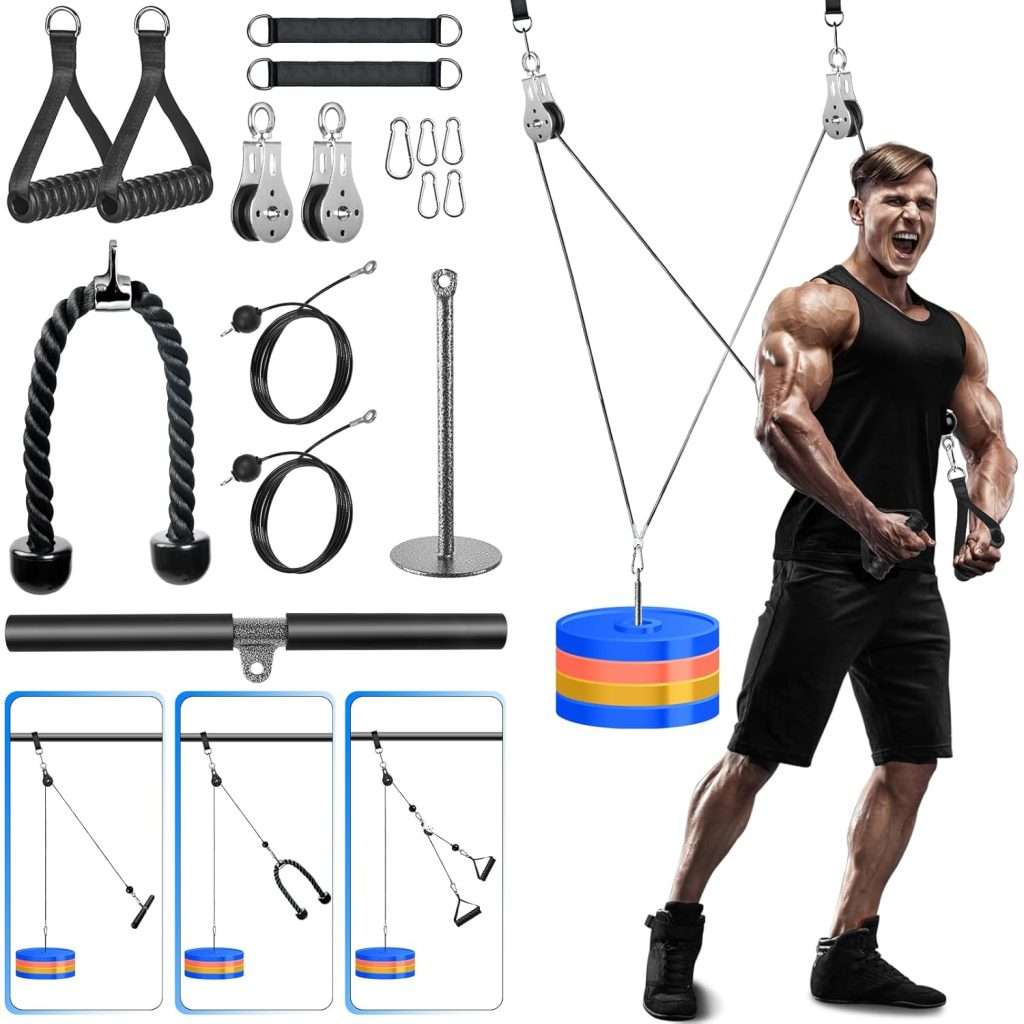 Lyndwin Cable Pulley System Home Gym for Lat Pull Down, 3 in 1 Dual ...
