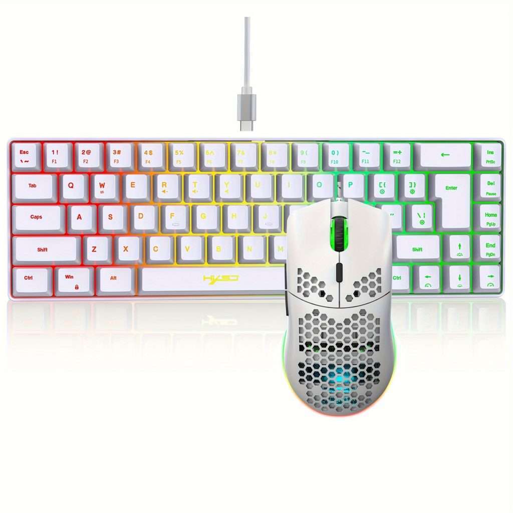 HXSJ RGB Gaming Keyboard and Mouse Combo – Compact 68-Key Mini Wired ...