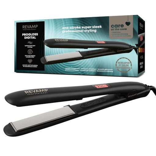 REVAMP Progloss Digital Ceramic Hair Straighteners – Slim, Lightweight ...